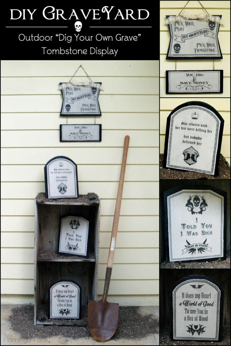 DIY Graveyard Outdoor Tombstone Display