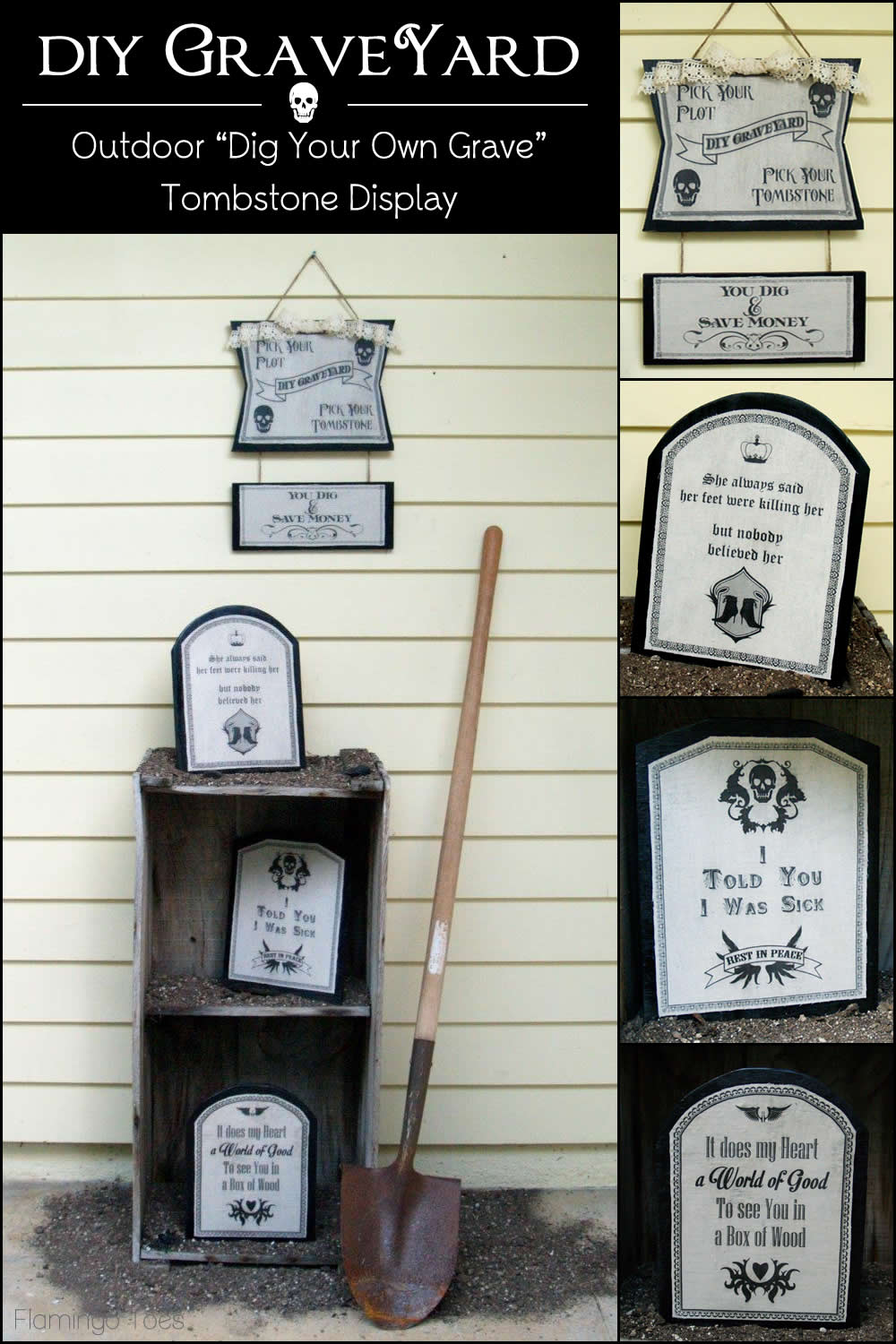 DIY Graveyard Outdoor Tombstone Display