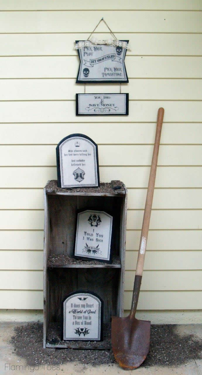 DIY Graveyard Outdoor Tombstone Display