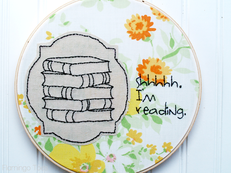 Shhhh I'm Reading - Embroidery Hoop Art