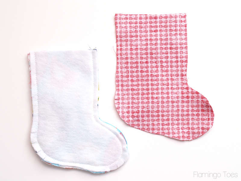 Sewing stocking pieces together