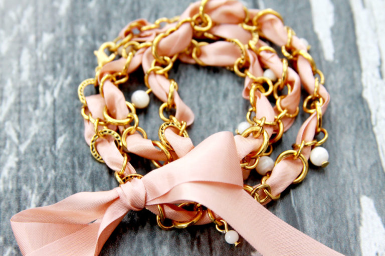 Ribbon and Chain Wrap Bracelet