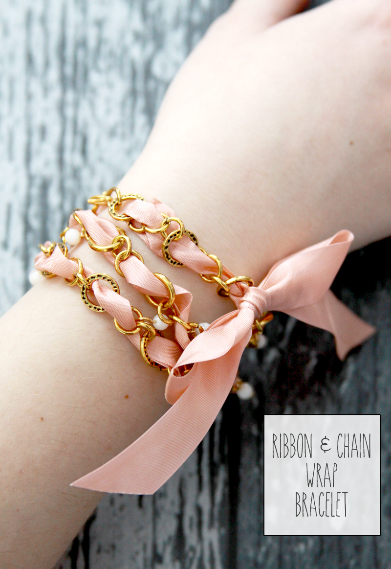 Ribbon and Chain Wrap Bracelet