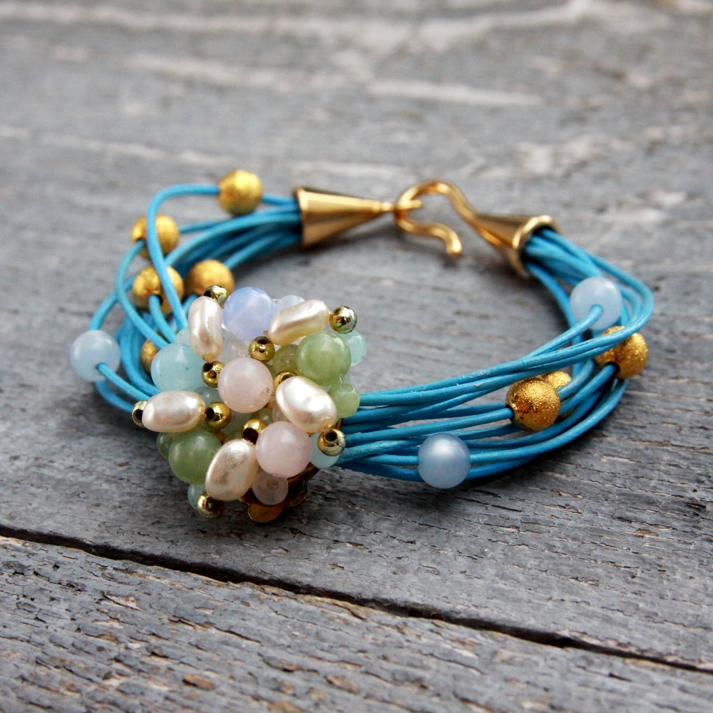 Vintage Bead and Leather Bracelet