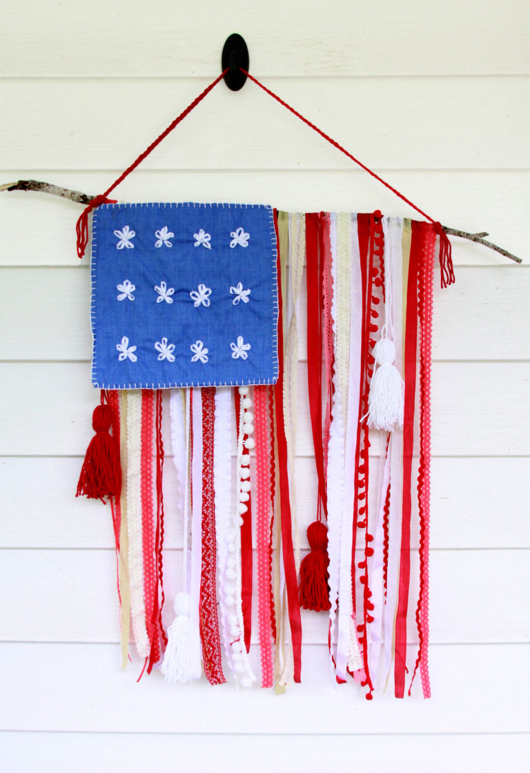 Rustic Ribbon and Lace USA Flag