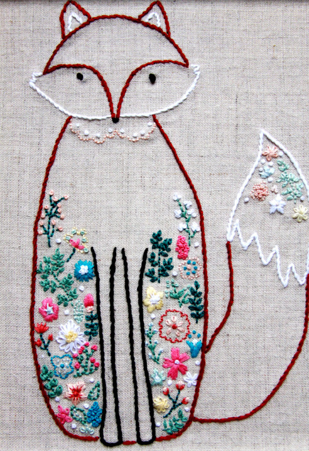 Francine the Floral Fox Embroidery Pattern