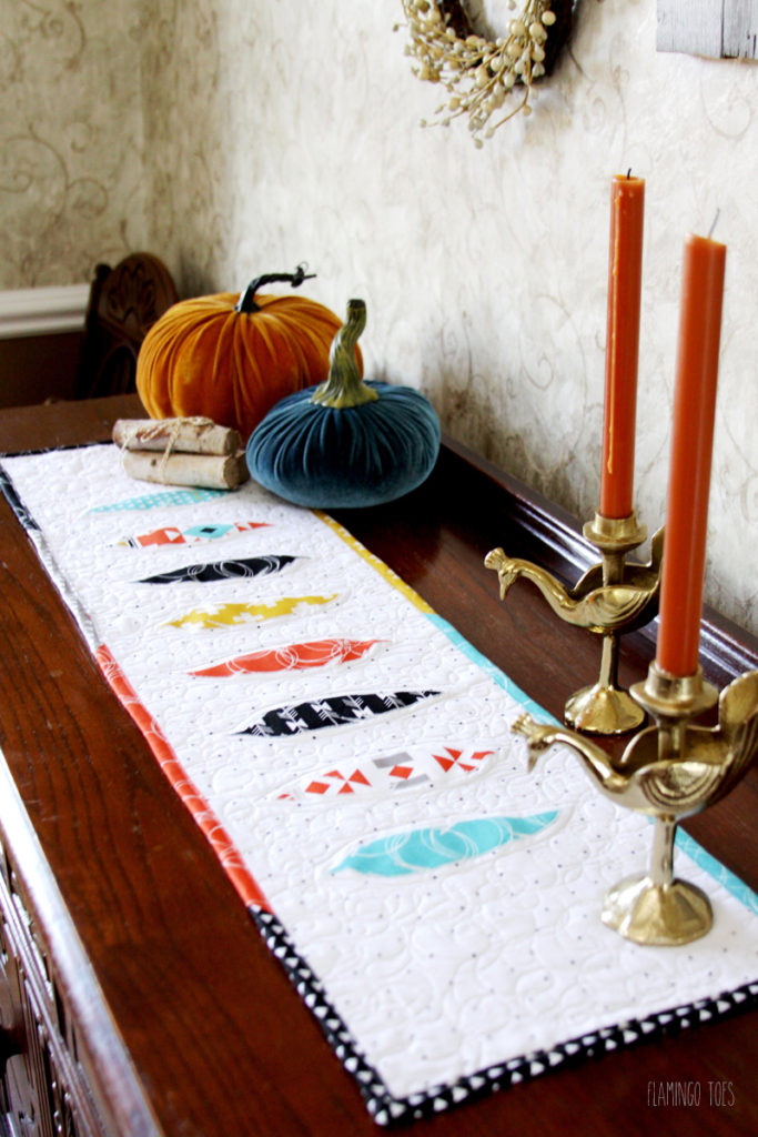 Four Corners Feathers Table Runner