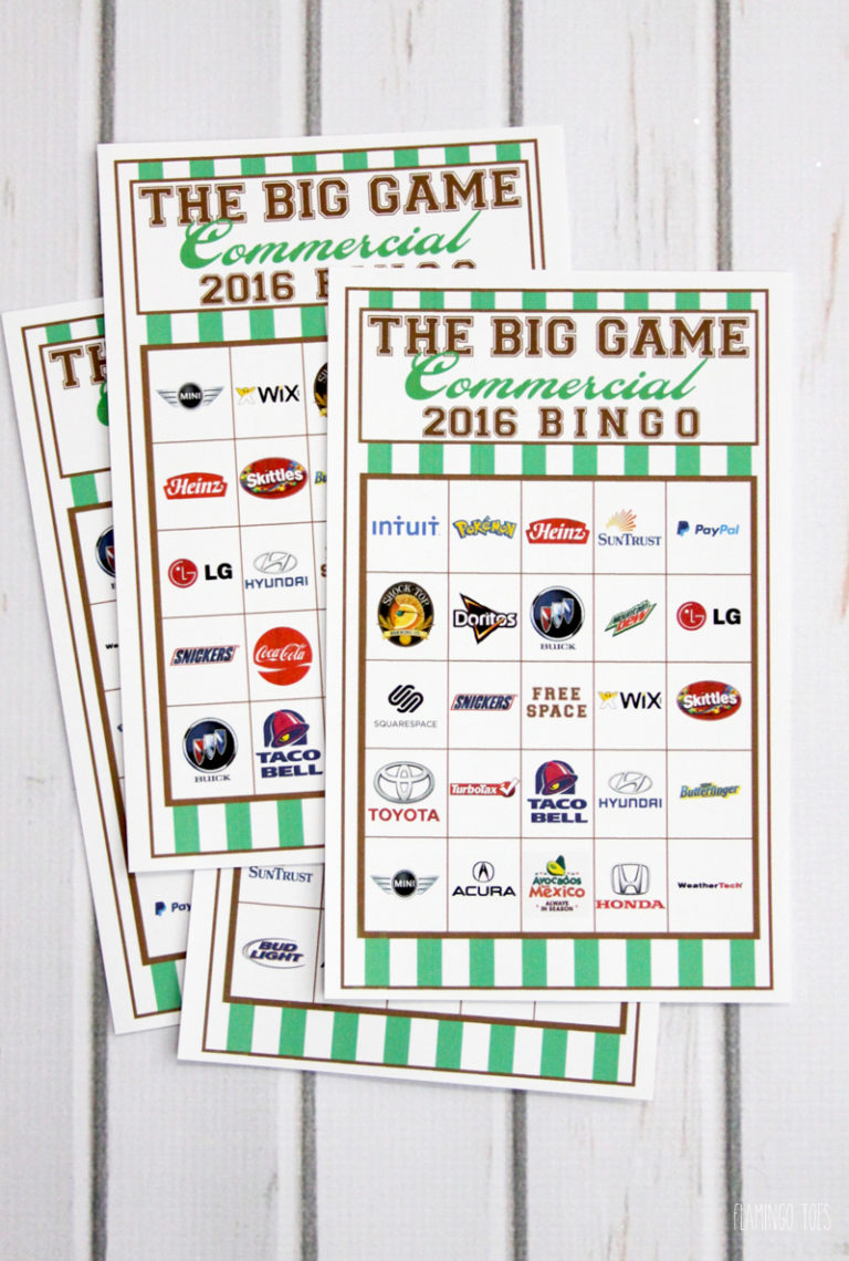 2016 Big Game Commercial Bingo