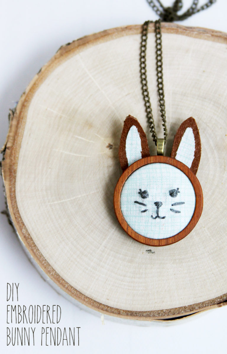 DIY Embroidered Bunny Pendant