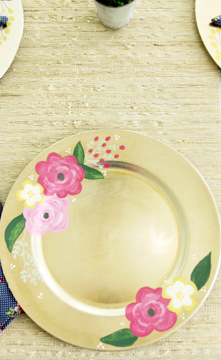 DIY Floral Painted Chargers