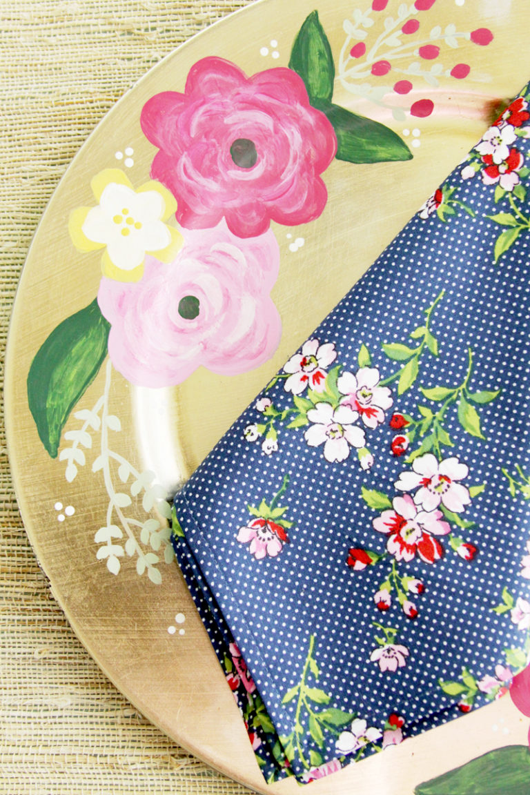 DIY Floral Painted Chargers