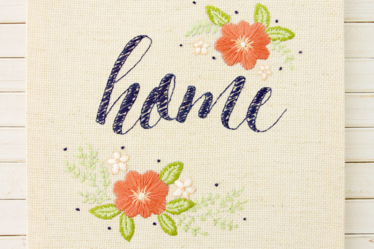 Floral Home Embroidered Artwork