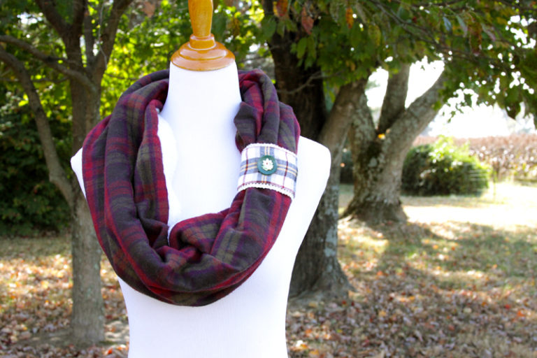 Cozy Plaid Flannel and Fleece Cowl Scarf