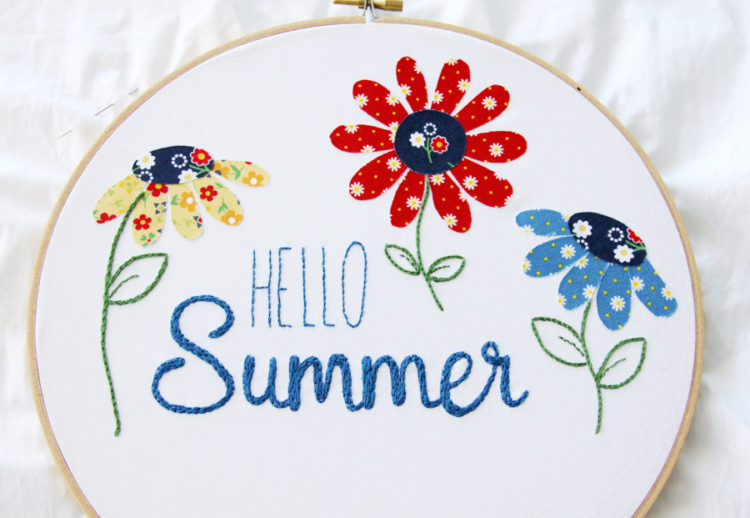 Hello Summer Retro Style Hoop Art