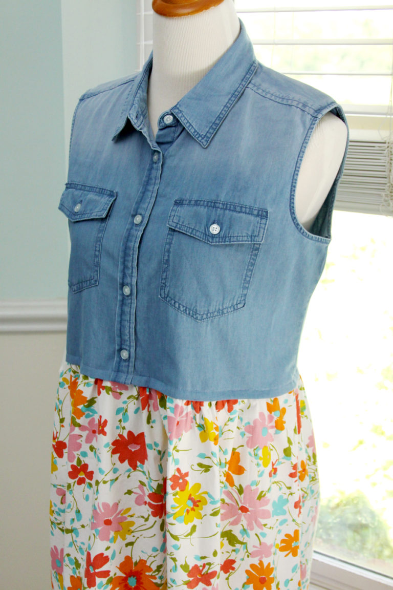 Denim Top to Dress Refashion
