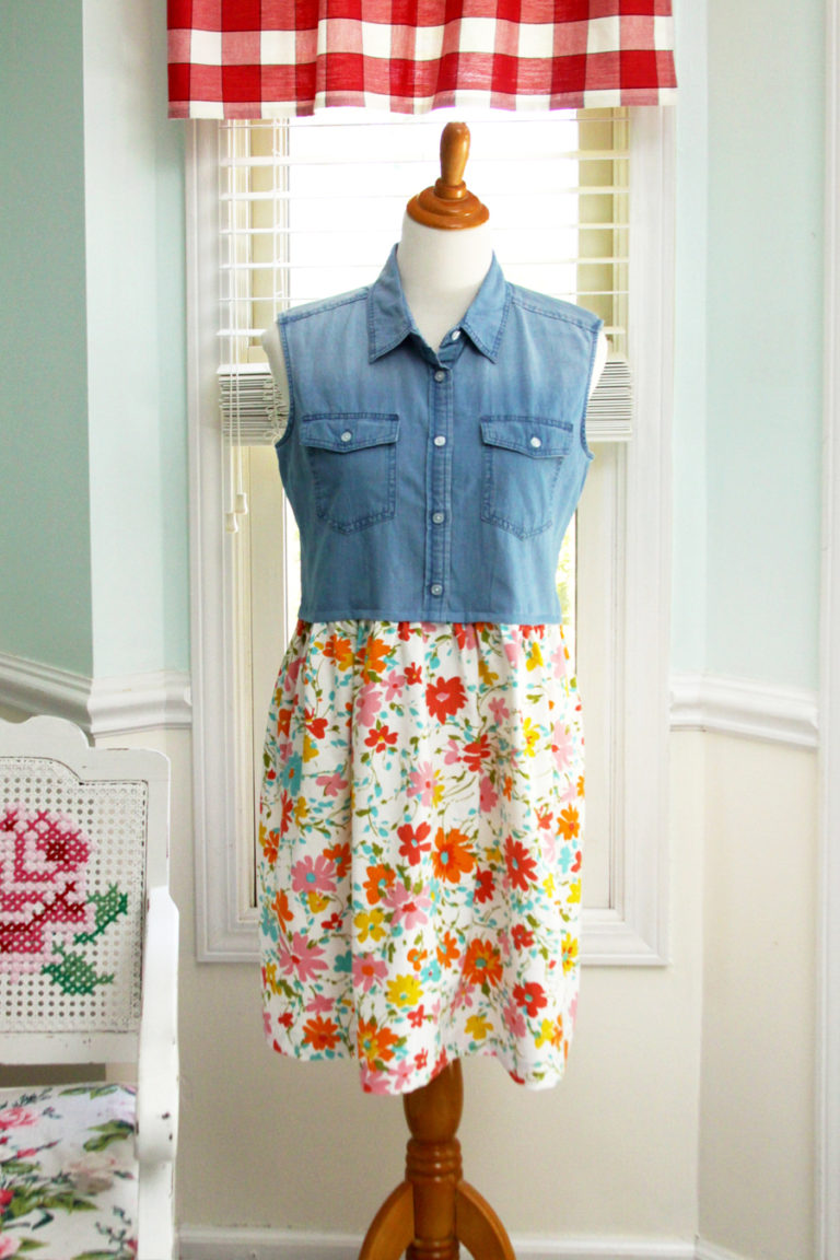 Denim Top to Dress Refashion