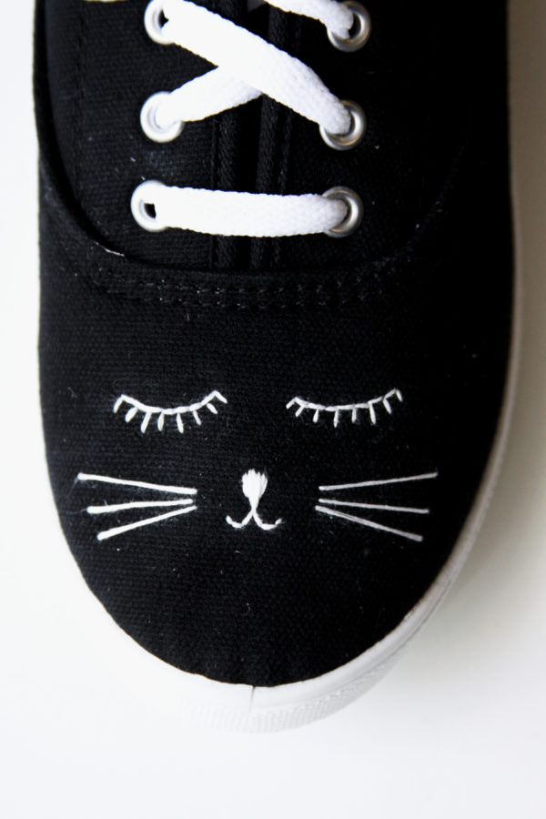 Cute Embroidered Black Cat Shoes