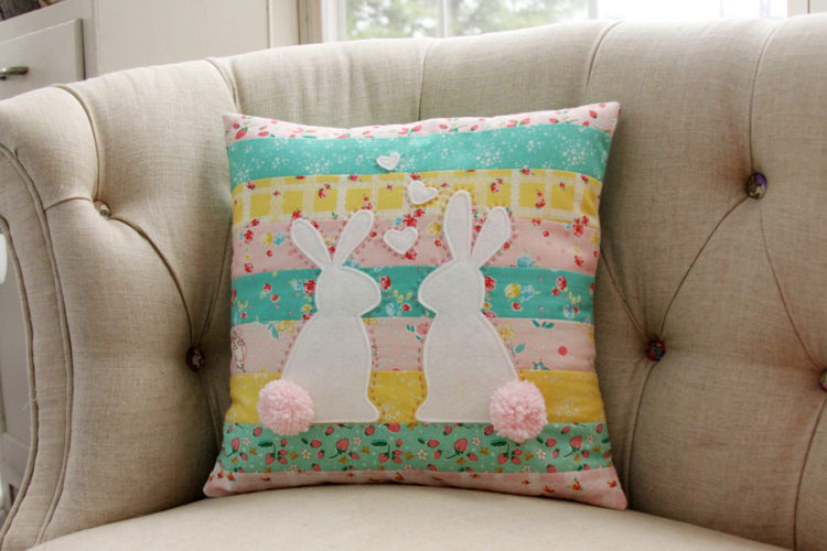 Spring Bunnies in Love Pillow
