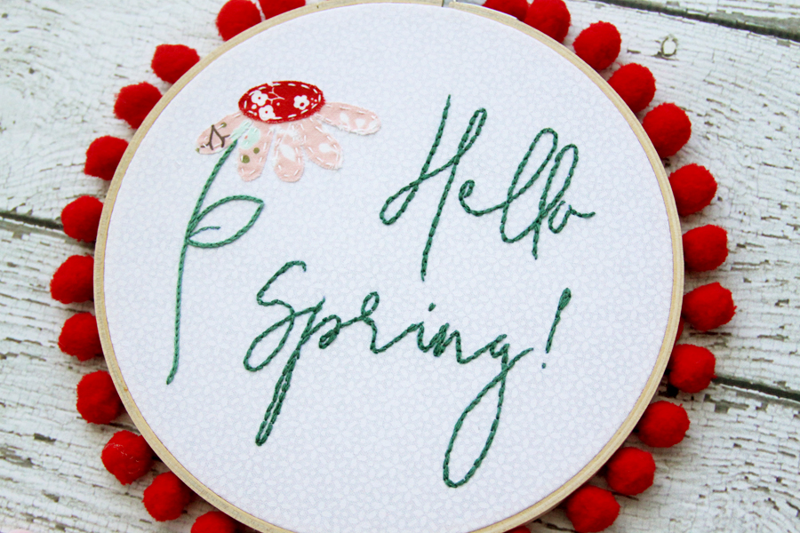 Happy Spring Embroidery Hoop