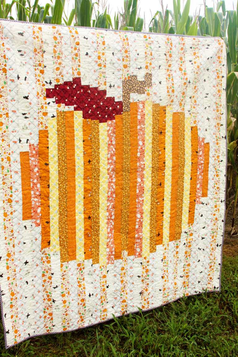 Colorful Strip Pumpkin Quilt with Free Pattern