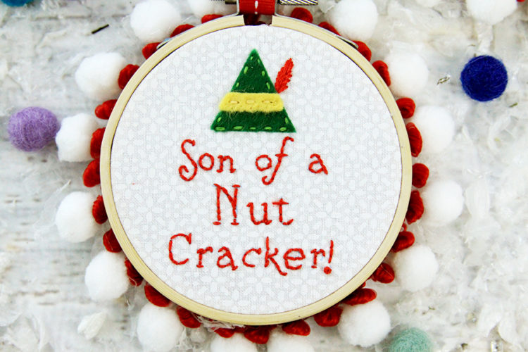 Elf Mini Hoop Christmas Ornaments