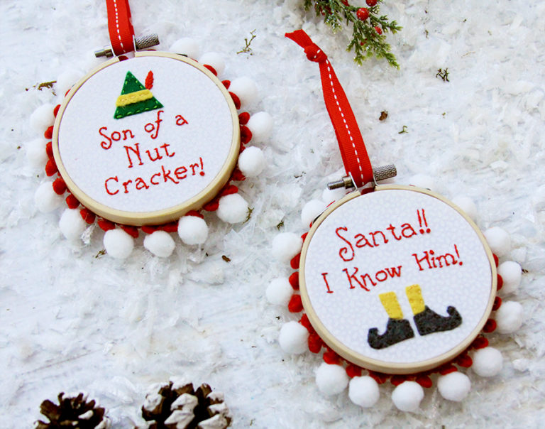 Elf Mini Hoop Christmas Ornaments