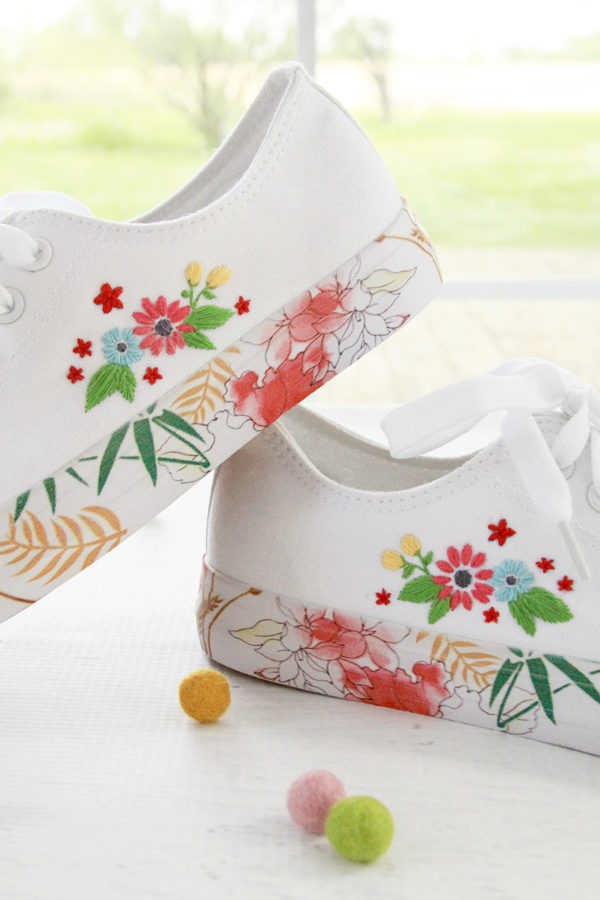 Floral DIY Embroidered Canvas Shoes