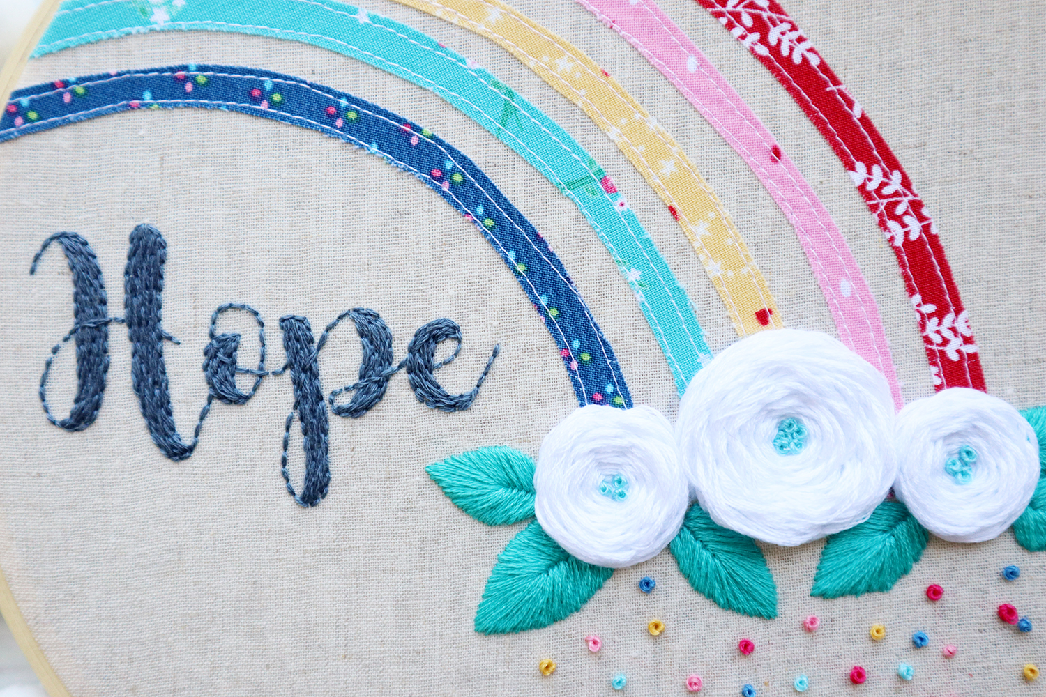 Hope Rainbow Embroidery Hoop Art