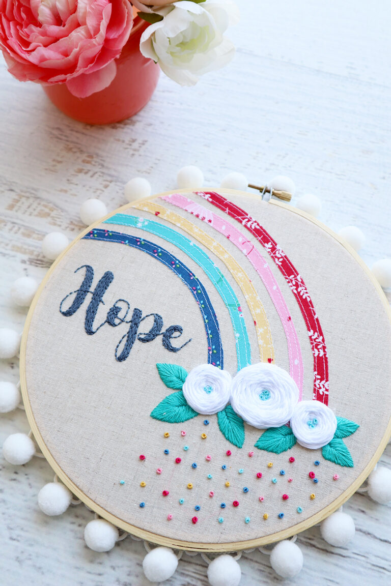 Hope Rainbow Embroidery Hoop Art