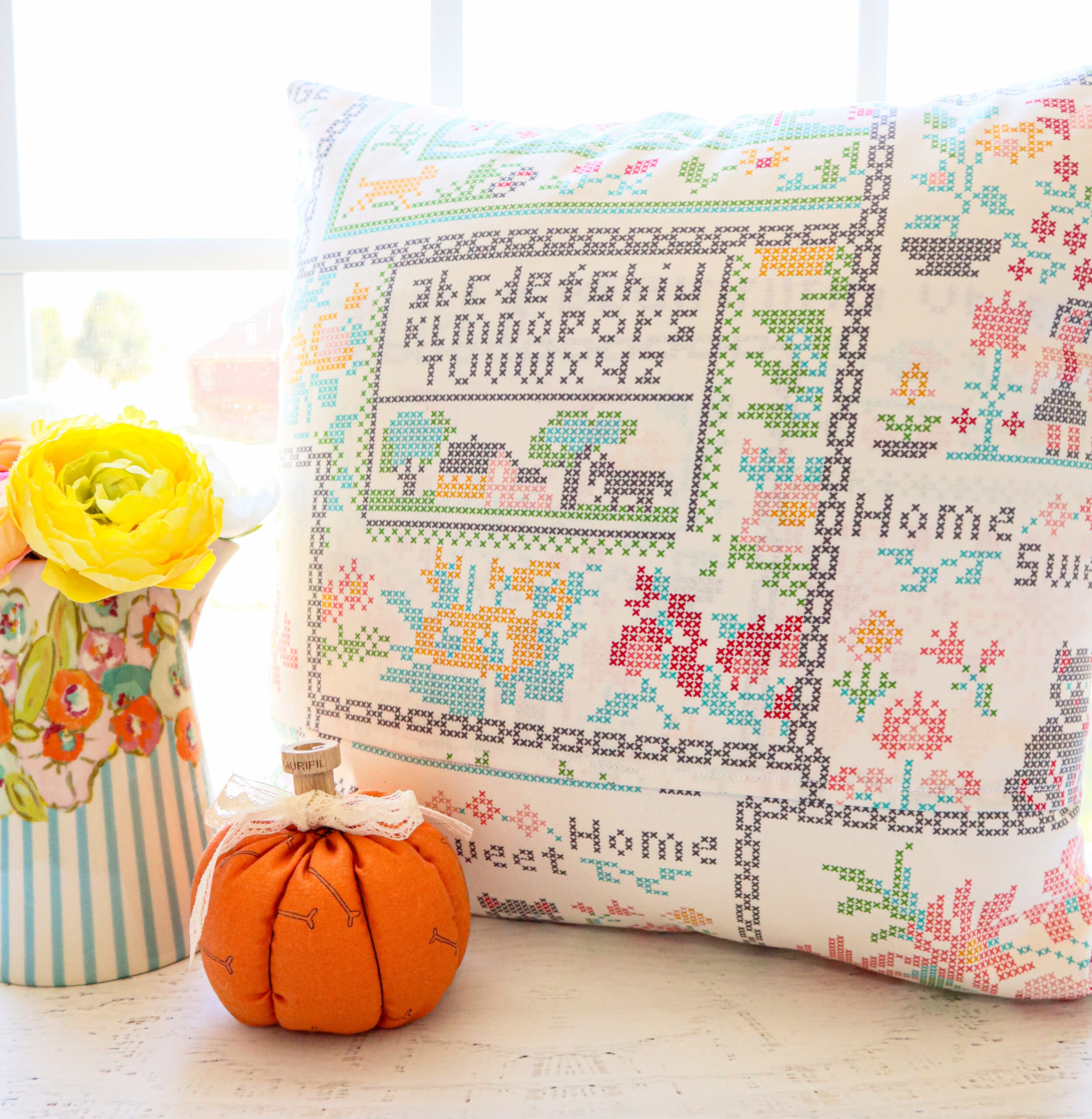 Fall Pumpkin Pillow Sew Along - Week 3 - Free Pillow Pattern for Fall