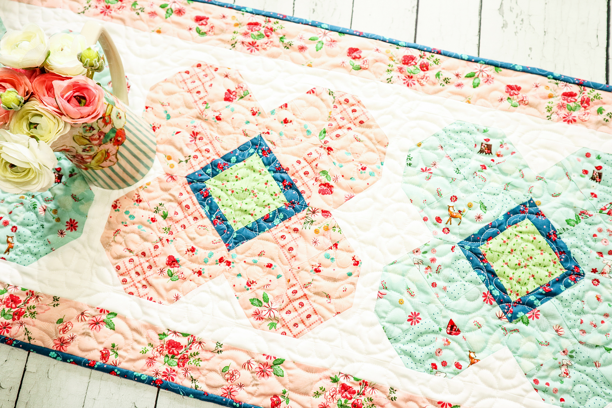 Flower Stand Table Runner - Pat Sloan Book Tour - Quilted Table Runners