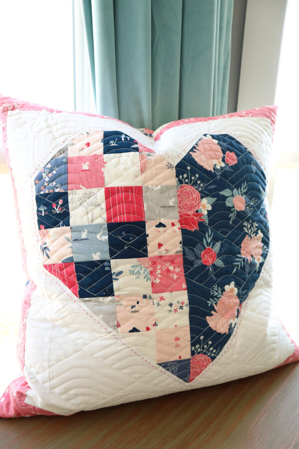 Pretty Patchwork Heart Pillow - Free Quilted Pillow Pattern