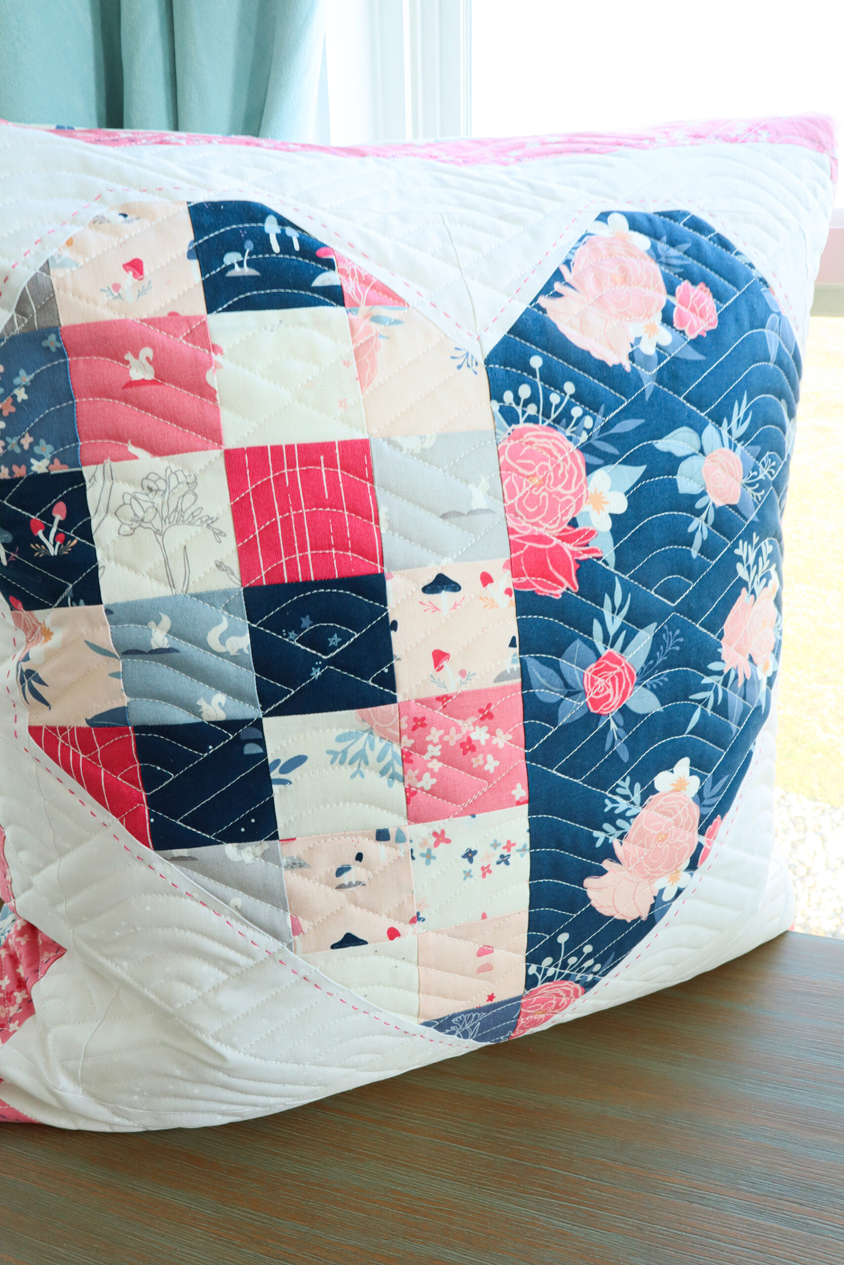 Pretty Patchwork Heart Pillow