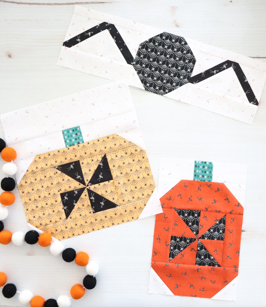 Spooky Lane Spider and Pumpkin Blocks - Haunted Adventure Quilt