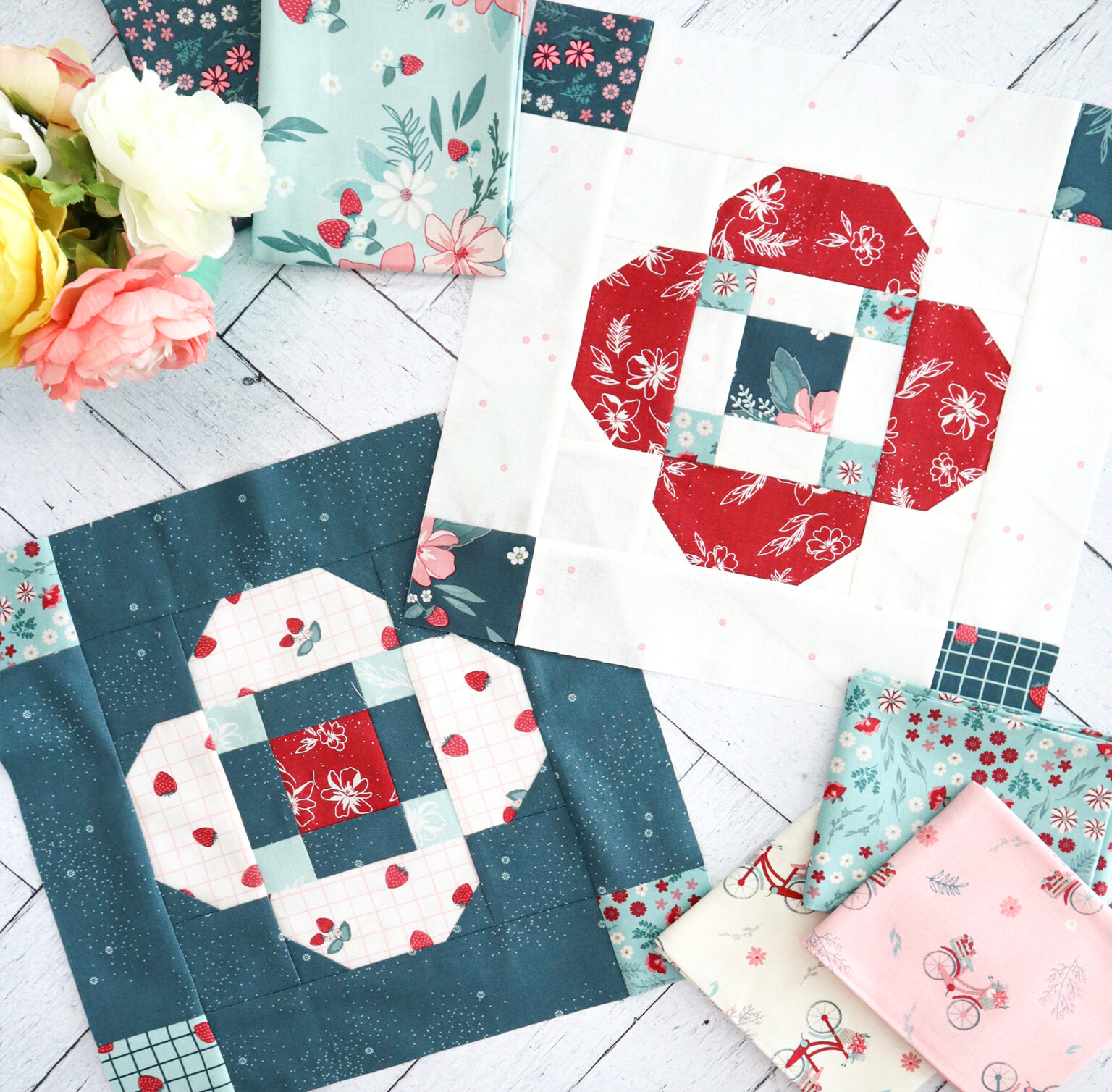 Berry Market Quilt Along Flower Blocks