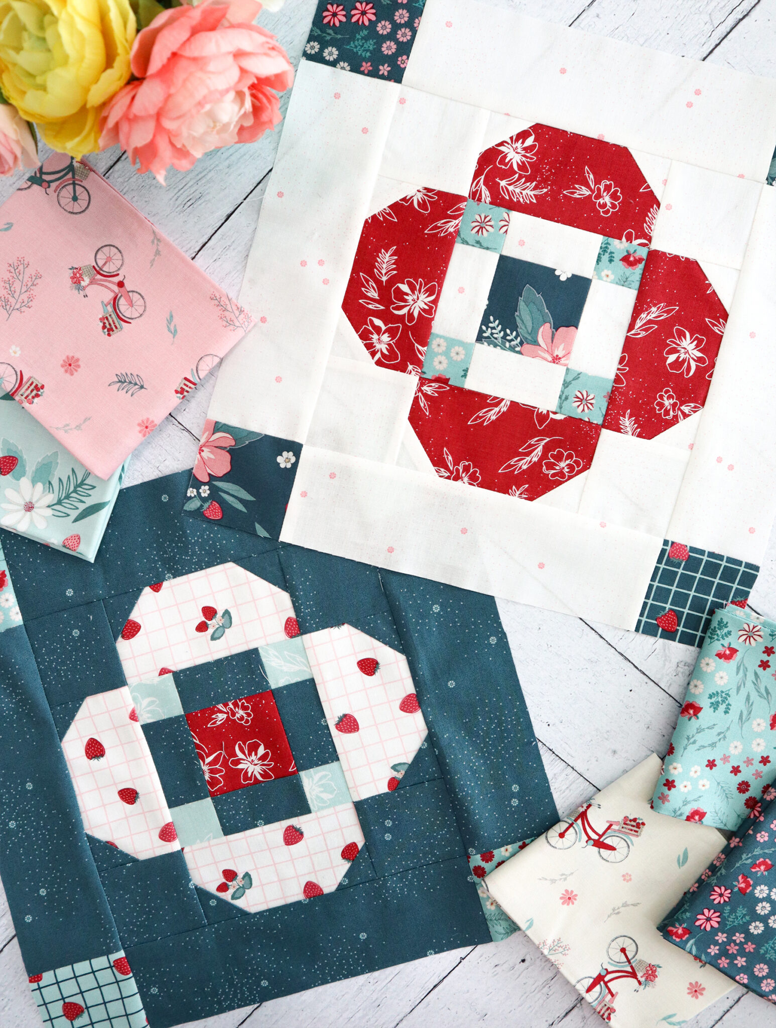 Berry Market Quilt Along Flower Blocks